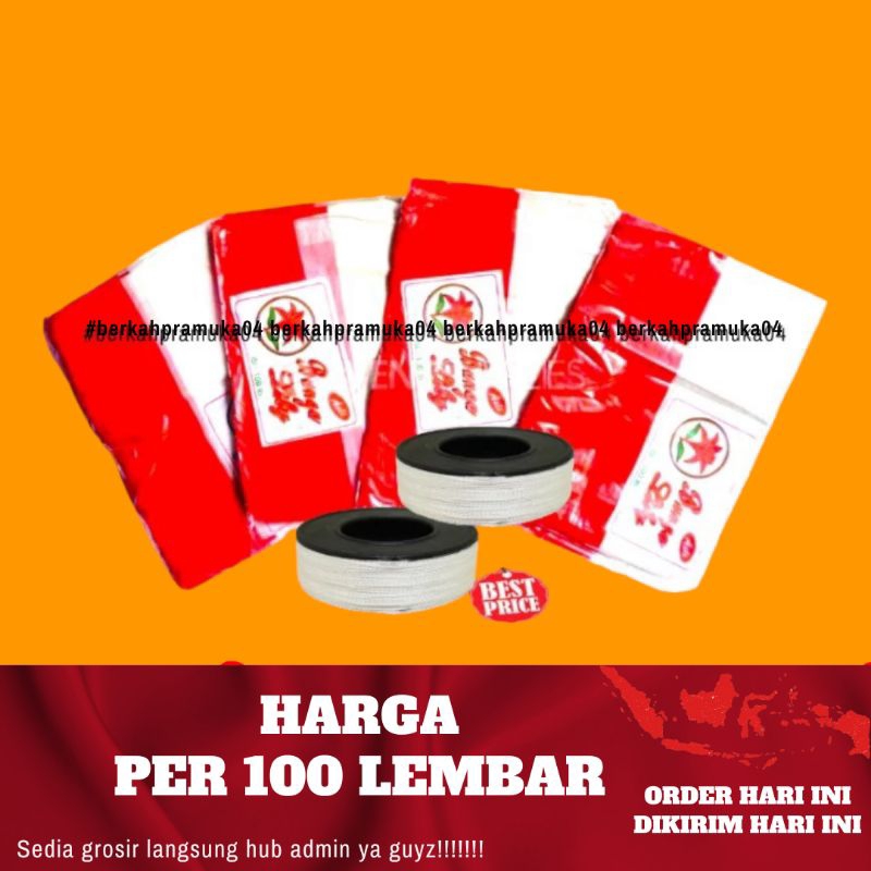 Jual [1Set bendera+nilon] Bendera plastik merah putih indonesia isi 100 ...
