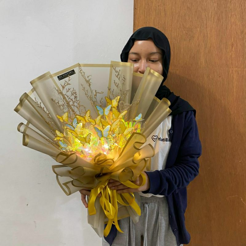 Jual (PO SEHARI) Buket Kupu2 size L free lampu tumblr led / butterfly ...