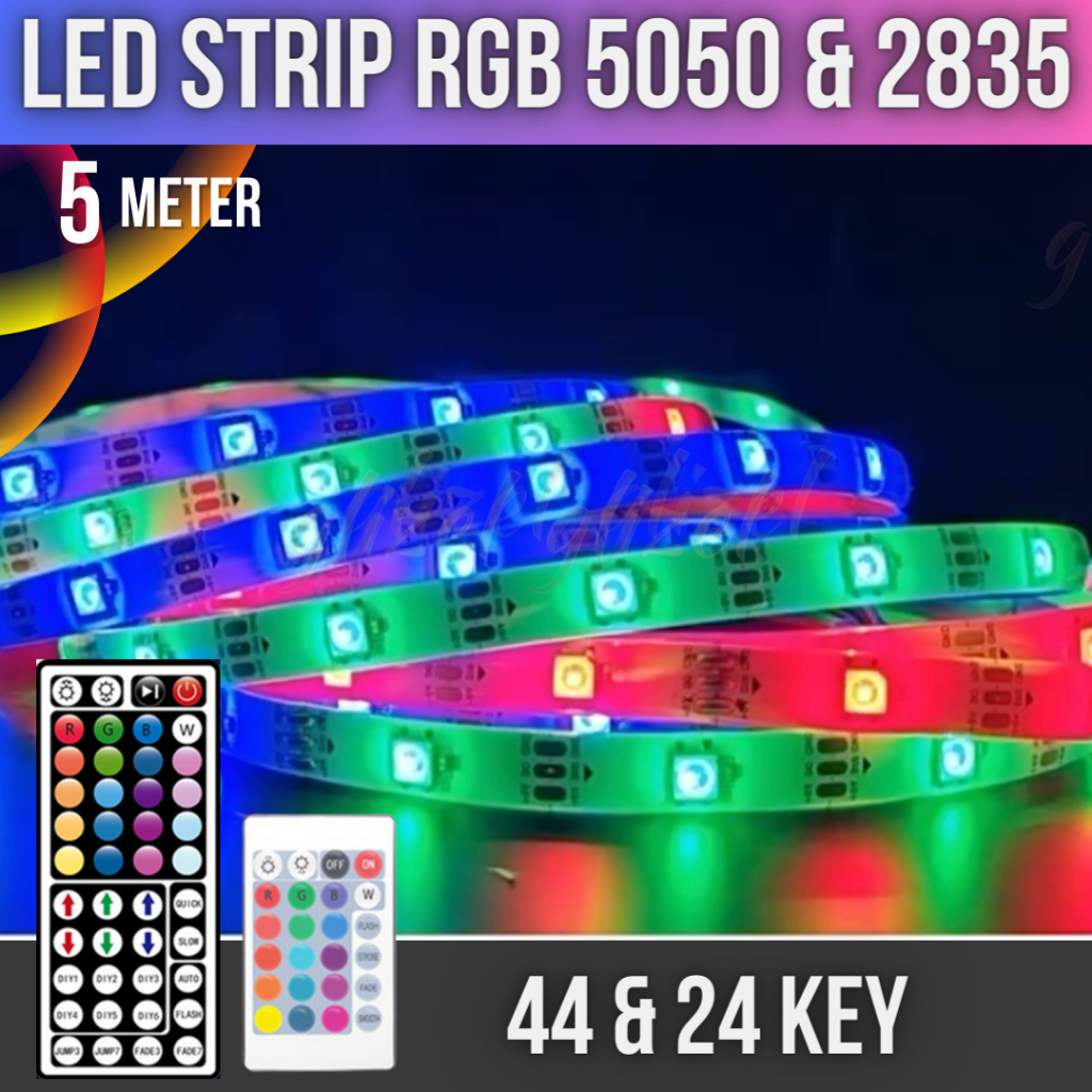 Jual Led Strip Rgb 5050 60 Led 2835 3528 IP44 Flexible Remote Warna ...