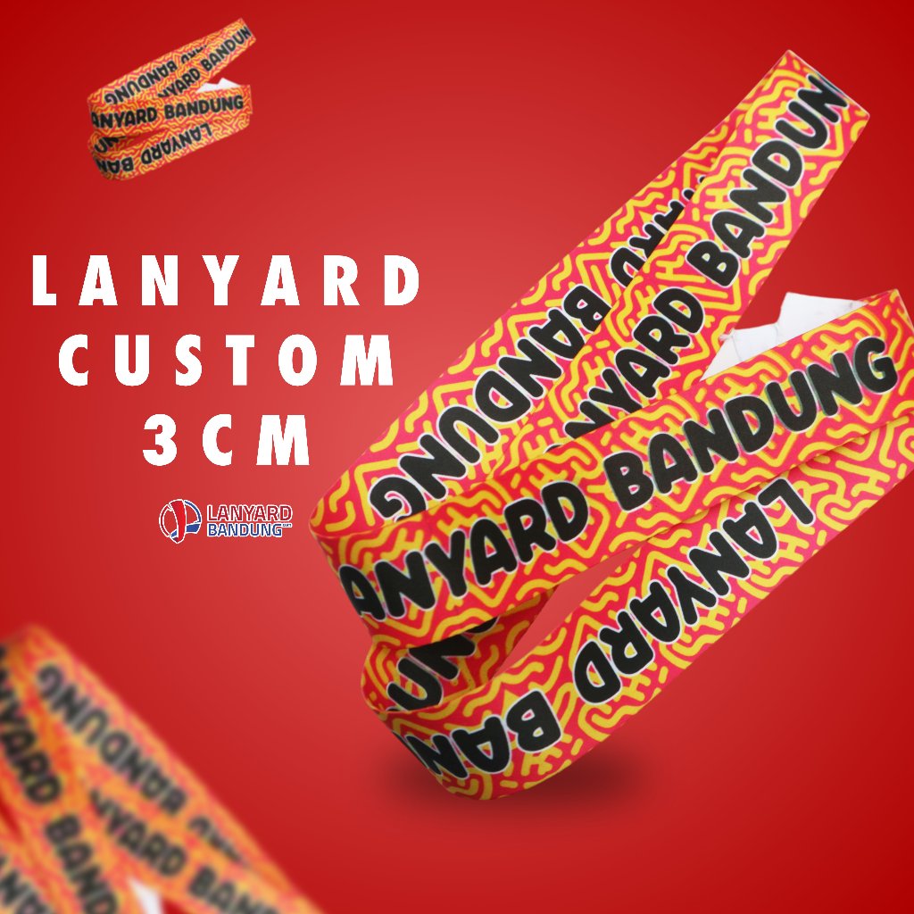 Jual lanyard card print 3cm bahan pita tisu printing 2 muka tanpa ...