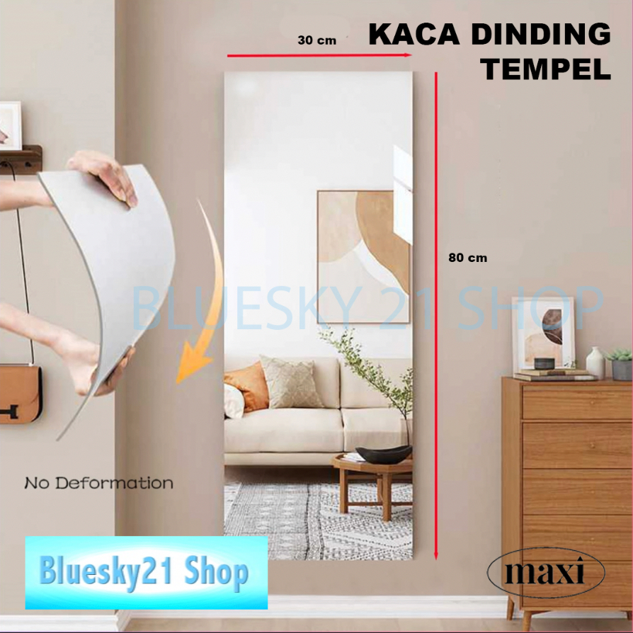 Jual [MAXII] 30x80 cm - Cermin Tempel DROMMARE Kaca Plastik Tempel ...