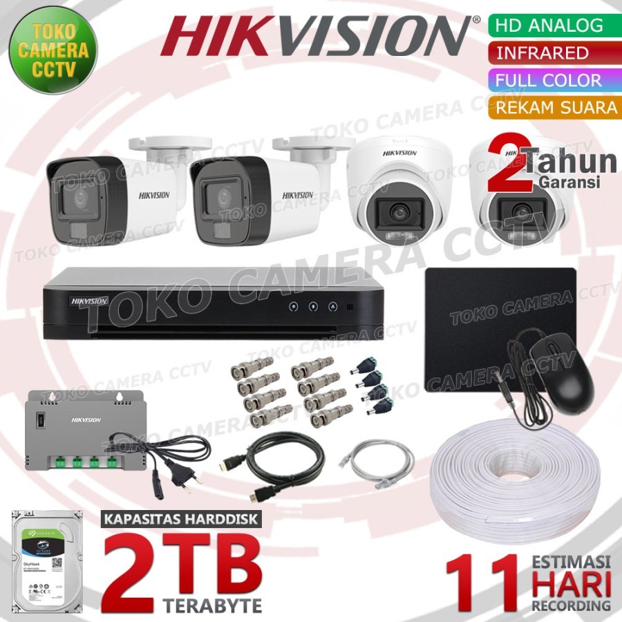 Jual PAKET CCTV HIKVISION 3K - 5MP AUDIO DUAL LIGHT 4 KAMERA HDD 2TB SIAP PASANG - BERRYTAPE ...