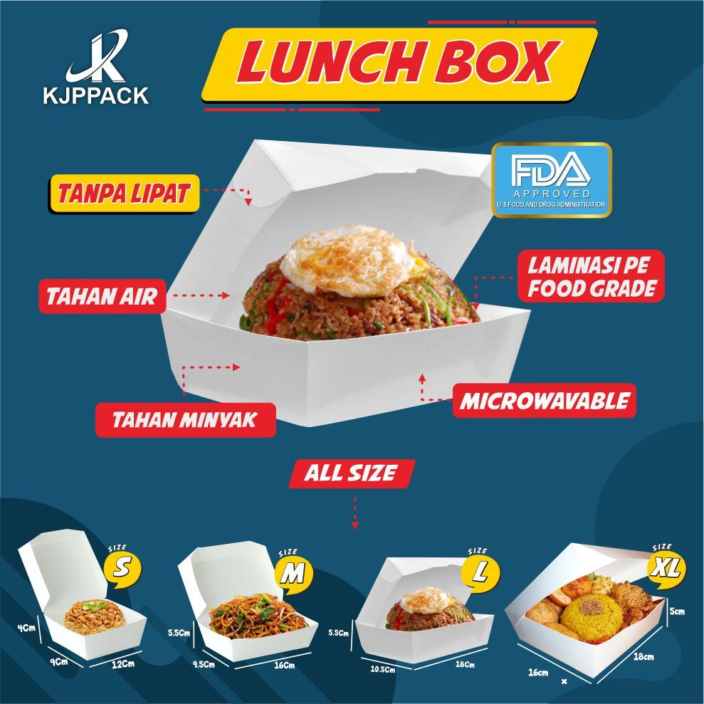 Jual LUNCH BOX PAPER PREMIUM LAMINASI S, M, L, XL HARGA PABRIK FDA ...