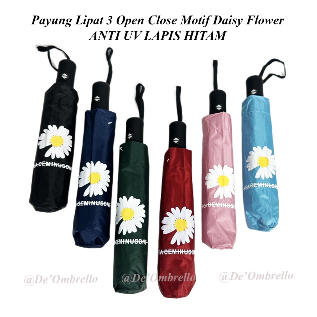 Jual (547)Payung Lipat 3 Open Close Motif Daisy Flower ANTI UV Lapis ...