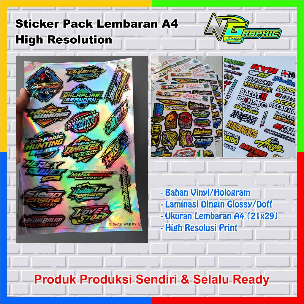 Jual Stiker Pack Hologram Stiker Vinyl Putih Stiker Lembaran A4 21x28 ...