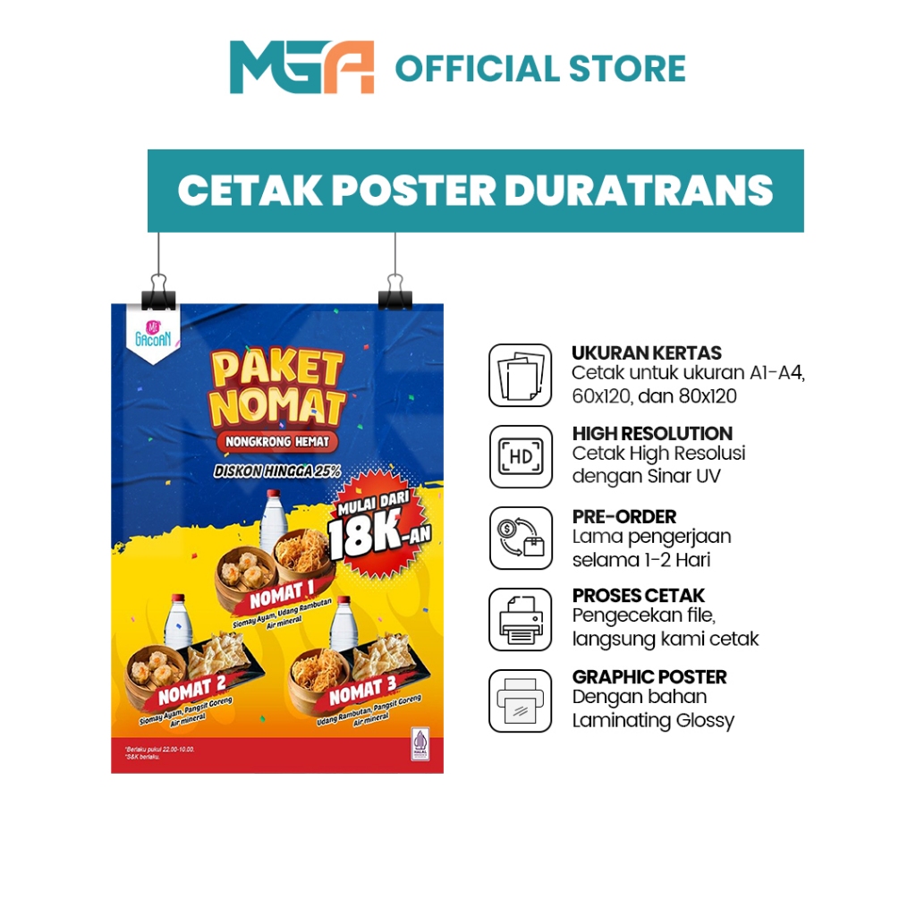Jual PRINT / CETAK CUSTOM DURATRANS LAMINATING GLOSSY A1 120x80 120x60 ...