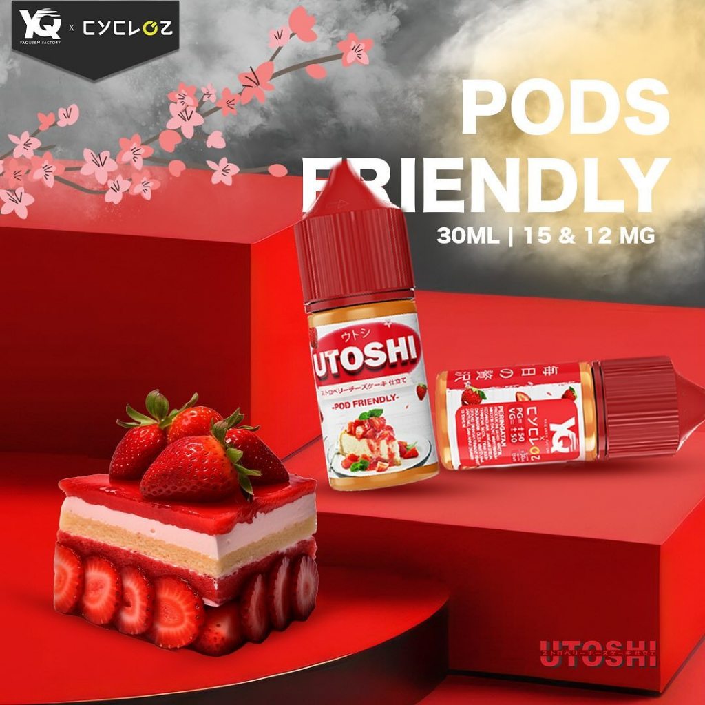 Jual [POD FRIENDLY 30ML 12MG/15MG] UTOSHI STRAWBERRY CHEESECAKE BY ...