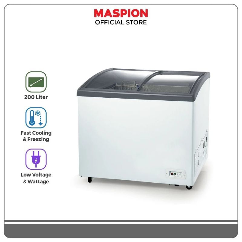 Jual Chest Freezer Box MASPION Pintu Sliding Kaca 200 Liter UFH-200 C ...