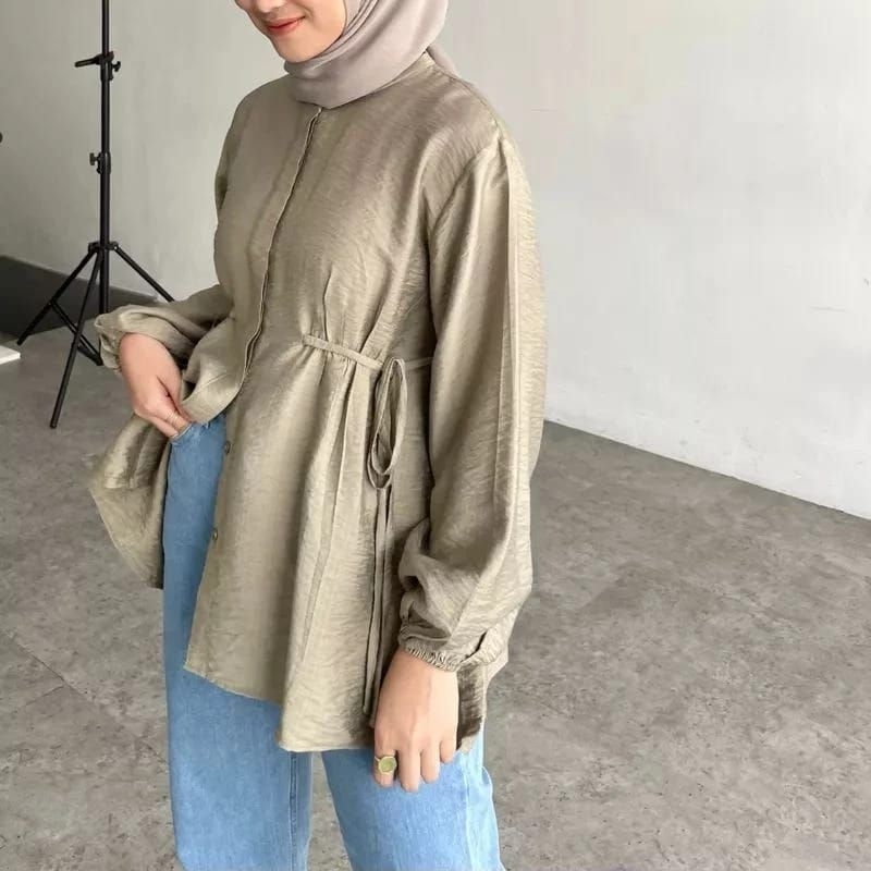 Jual Alessa Blouse Semi Tunik Linen - Kemeja Tunik - Tunik Polos ...