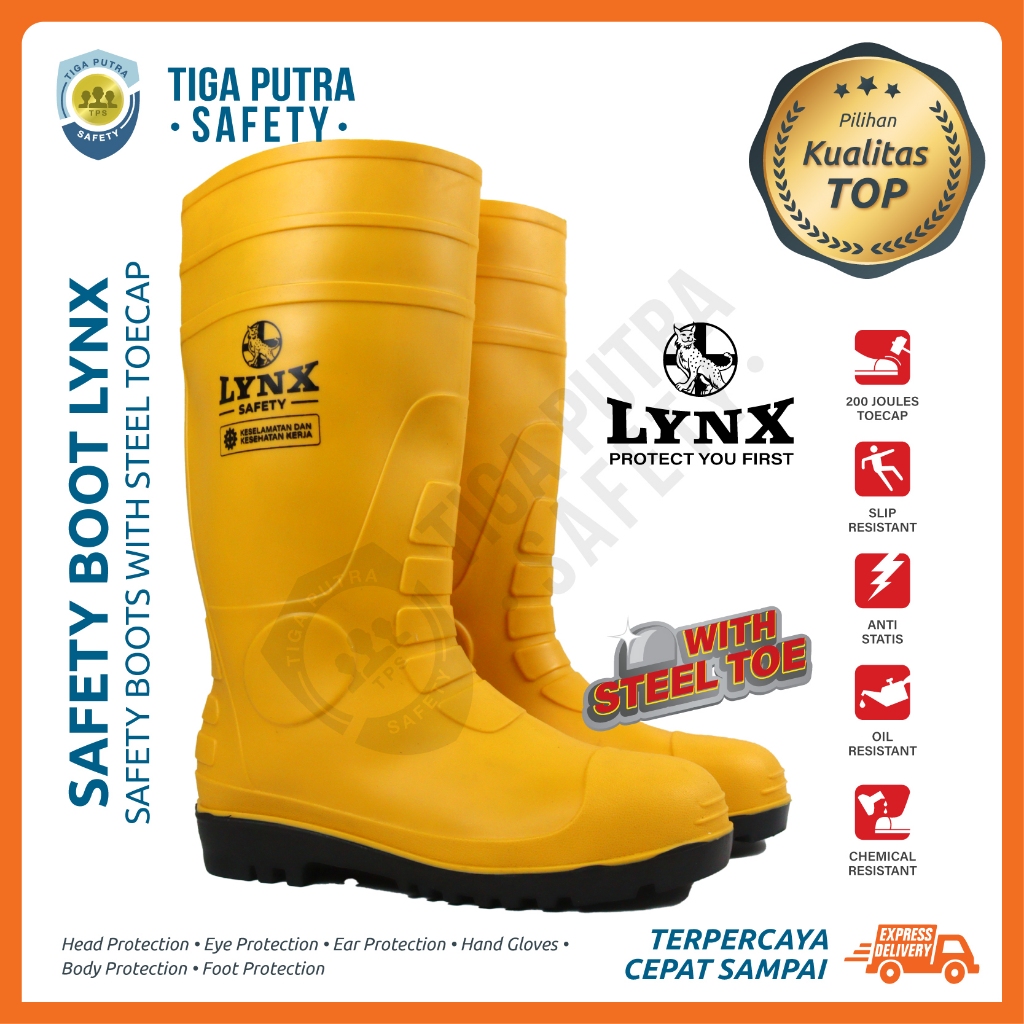 Jual Sepatu Boot Safety Proyek Kuning Ujung Besi Steel Toe Lynx ...