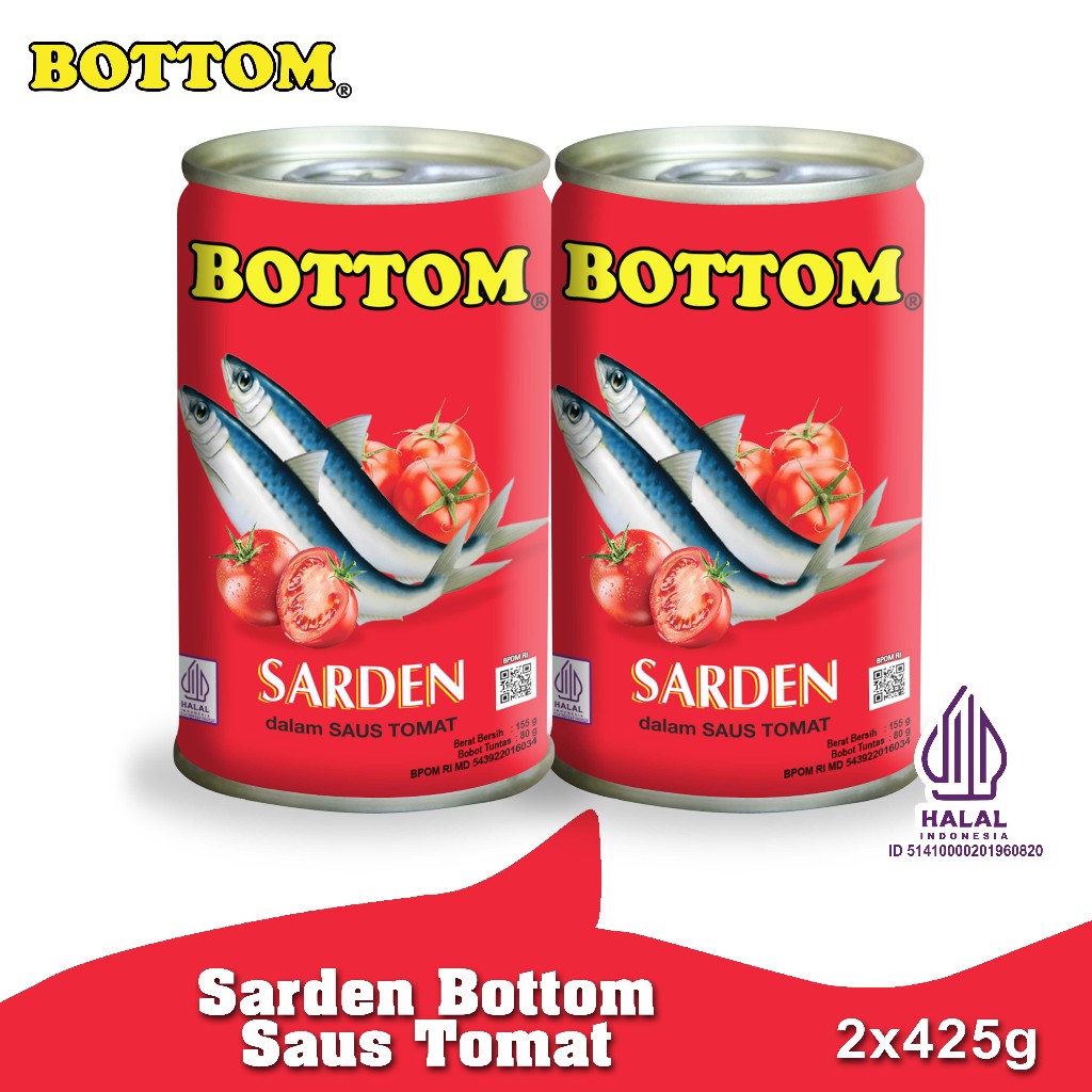 Jual Paket 2 pc Bottom Sarden saus tomat Makanan Ikan Kaleng 425 g ...