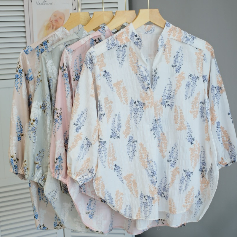 Jual Blouse wanita korean style / Blouse motif bunga / Kemeja lengan ...