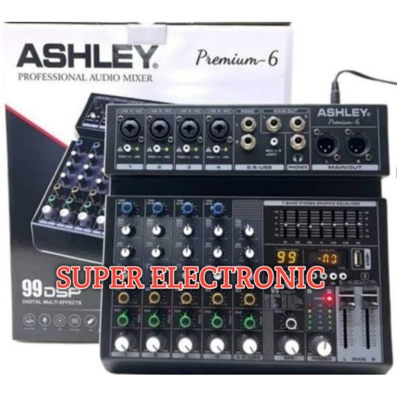 Jual Mixer Ashley Premium 6 Original 6 Channel Bluetooth - USB With Soundcard | Shopee Indonesia
