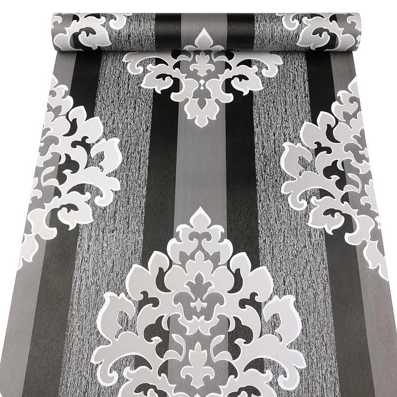 Jual Wallpaper Sticker Dinding Motif Batik Salur Sultan Hitam Silver ...