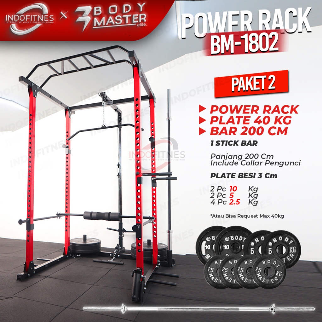Jual BODYMASTER Power Rack BM-1802 - Home Gym Power Cage Bench Press ...