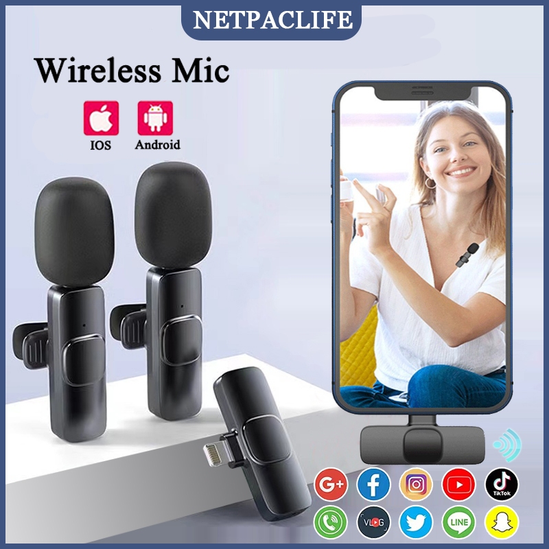 Jual NETPACLIFE Wireless Microphone HP Clip Mikrofon Nirkabel Lavalier ...