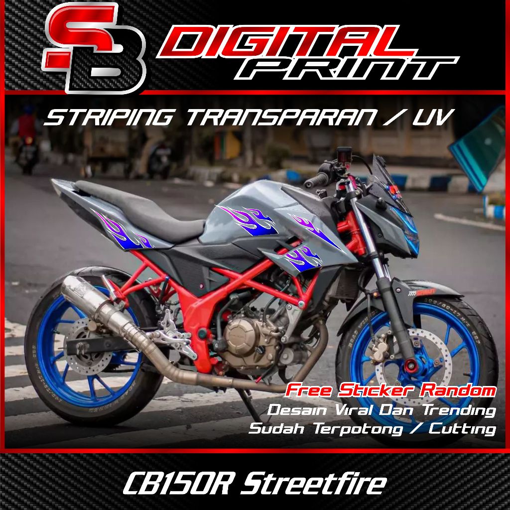 Jual striping transparan cb150r street fire v2 - striping api cb150r v2 ...