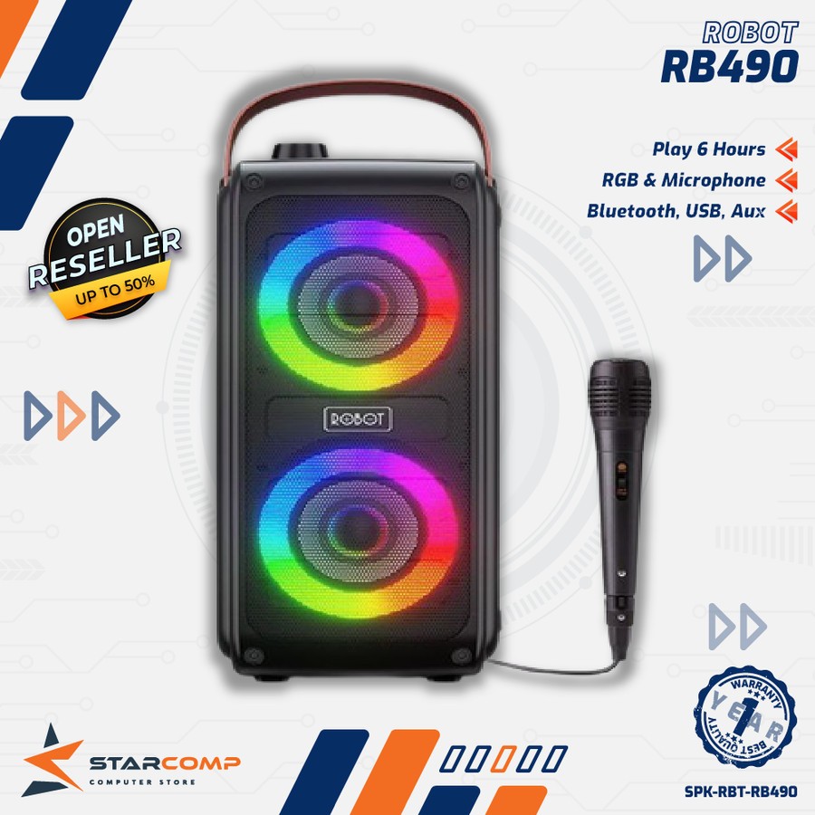 Jual ROBOT RB490 SPEAKER KARAOKE Bluetooth 5.0 RGB 20W Free Microphone ...