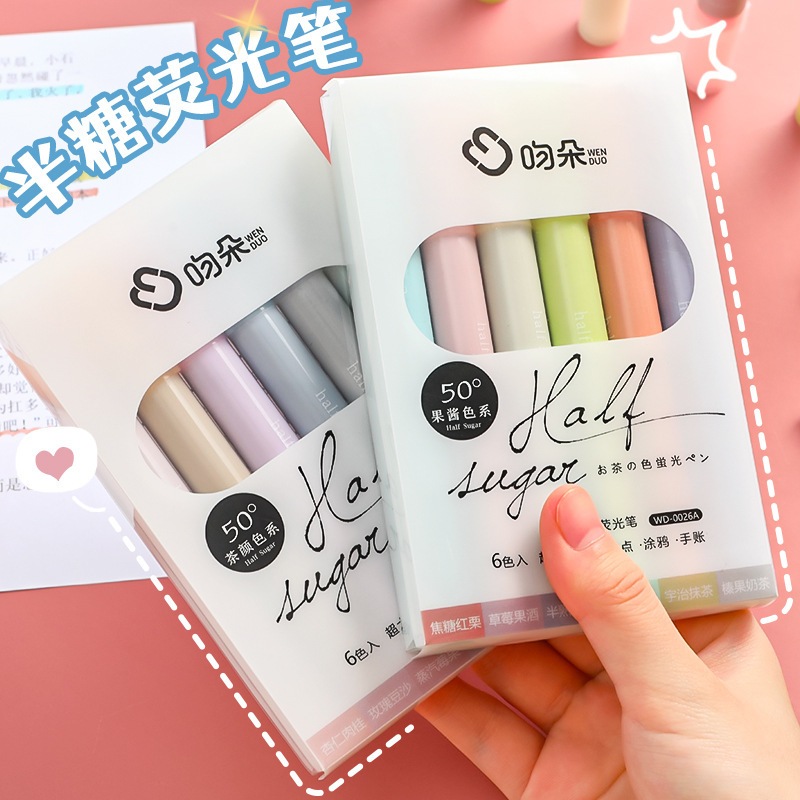 Jual Kakamoe - 1 set isi 6 pcs highlighter half sugar warna pastel ...