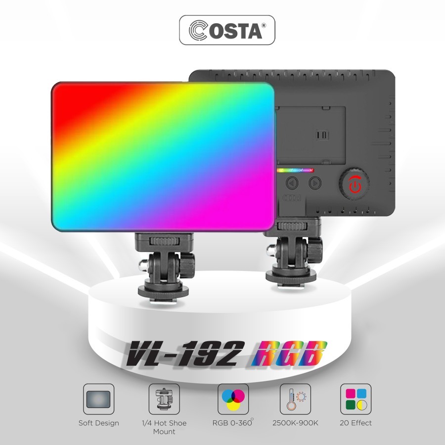 Jual COSTA VL-192 RGB Continuous Lighting Video Vlog replace battery ...