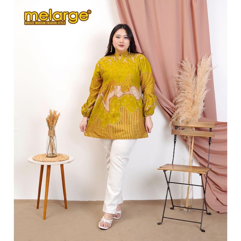 Jual MELARGE - Kemeja Batik Wanita Jumbo Baju Batik Wanita Modern 3XL LD 120 4XL LD 130 Lengan ...