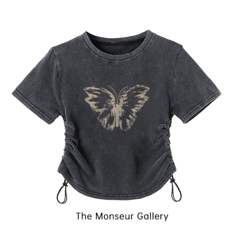 Jual The Monseur Gallery Kaos Crop Korean Style Retro Butterfly Washed ... Jual The Monseur Gallery Kaos Crop Korean Style Retro Butterfly Washed ...