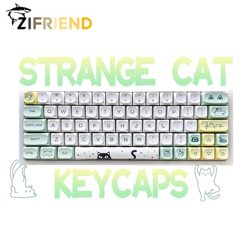 Jual ZIFRIEND Strange Cats 128 Keys XDA Profile PBT Keycaps Set ...