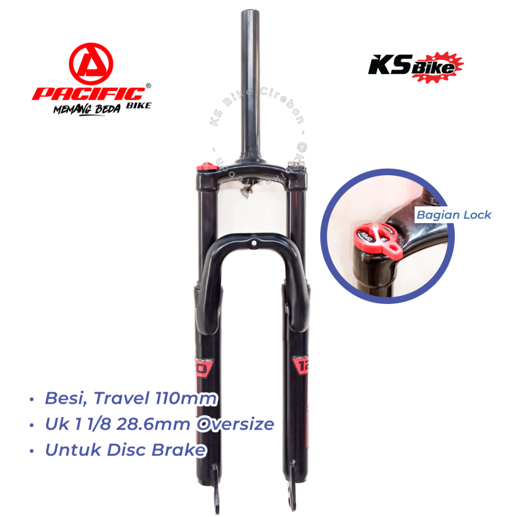 Jual Fork Sepeda Pacific Atlantis 26 Travel 100 110 Disc brake Oversize ...
