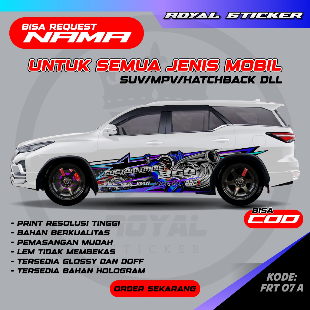 Jual DECAL TIKER MOBIL FORTUNER DECAL STIKER TERBARU / DECAL STIKER ...