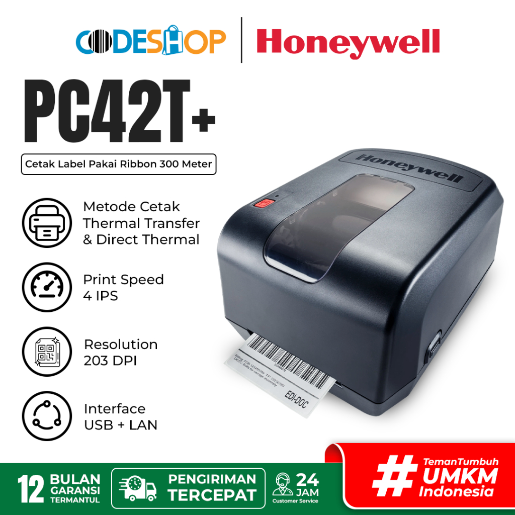 Jual Printer Honeywell PC42T Plus Cetak Label Barcode Resi | Shopee ...