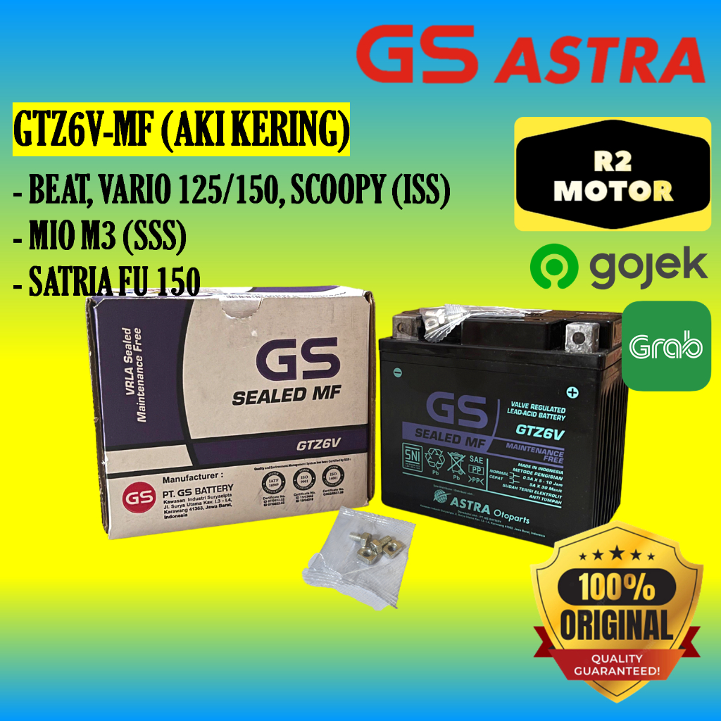 Jual AKI KERING MOTOR GS ASTRA GTZ6V MF BEAT SCOOPY ISS MIO SSS VARIO 125 VARIO 150 ADV PCX ...
