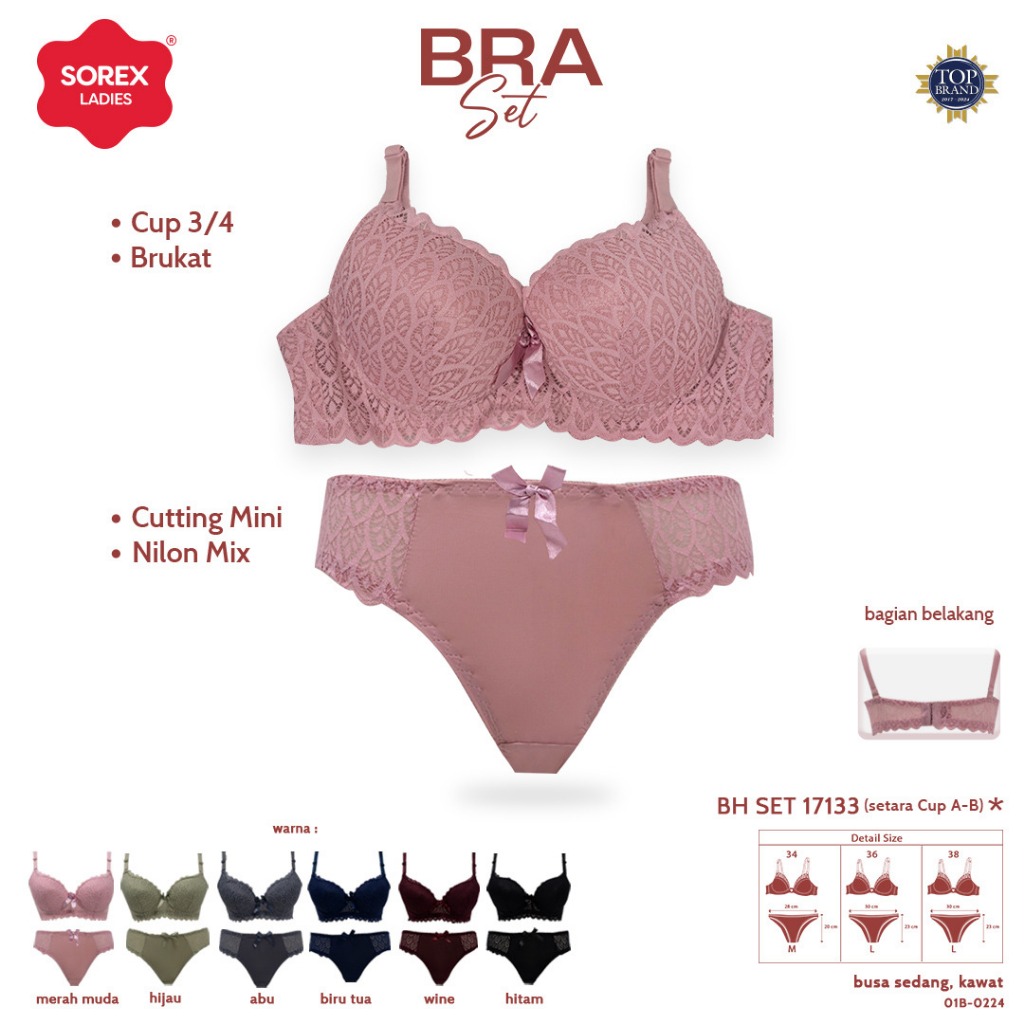 Jual Set Bra Bh Bra Set Sorex 17133 Cup Sedang Brokat Busa Sedang