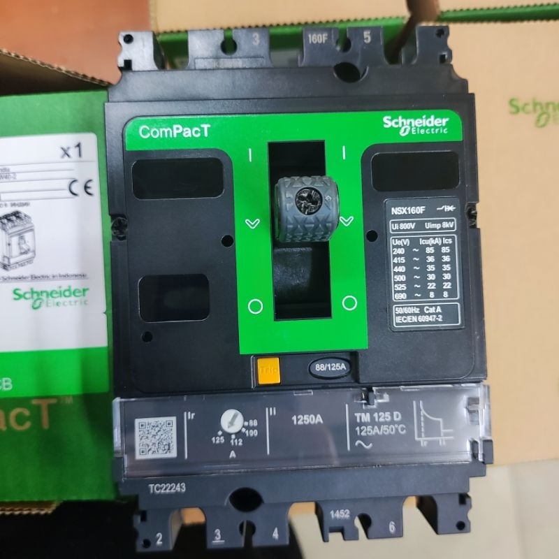 Jual MCCB NSX160F 3P 125A 36KA C16F3TM125 Adjustable 88-125A Schneider | Shopee Indonesia