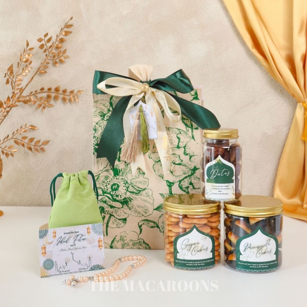 Jual Hampers Tas Kanvas Lebaran Idul Fitri isi Kue Kering Tasbih Kurma ...