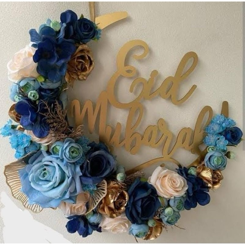 Jual JUMBO BESAR WREATH EID MUBARAK RAMADHAN KAREEM BULAN SABIT BUNGA ...