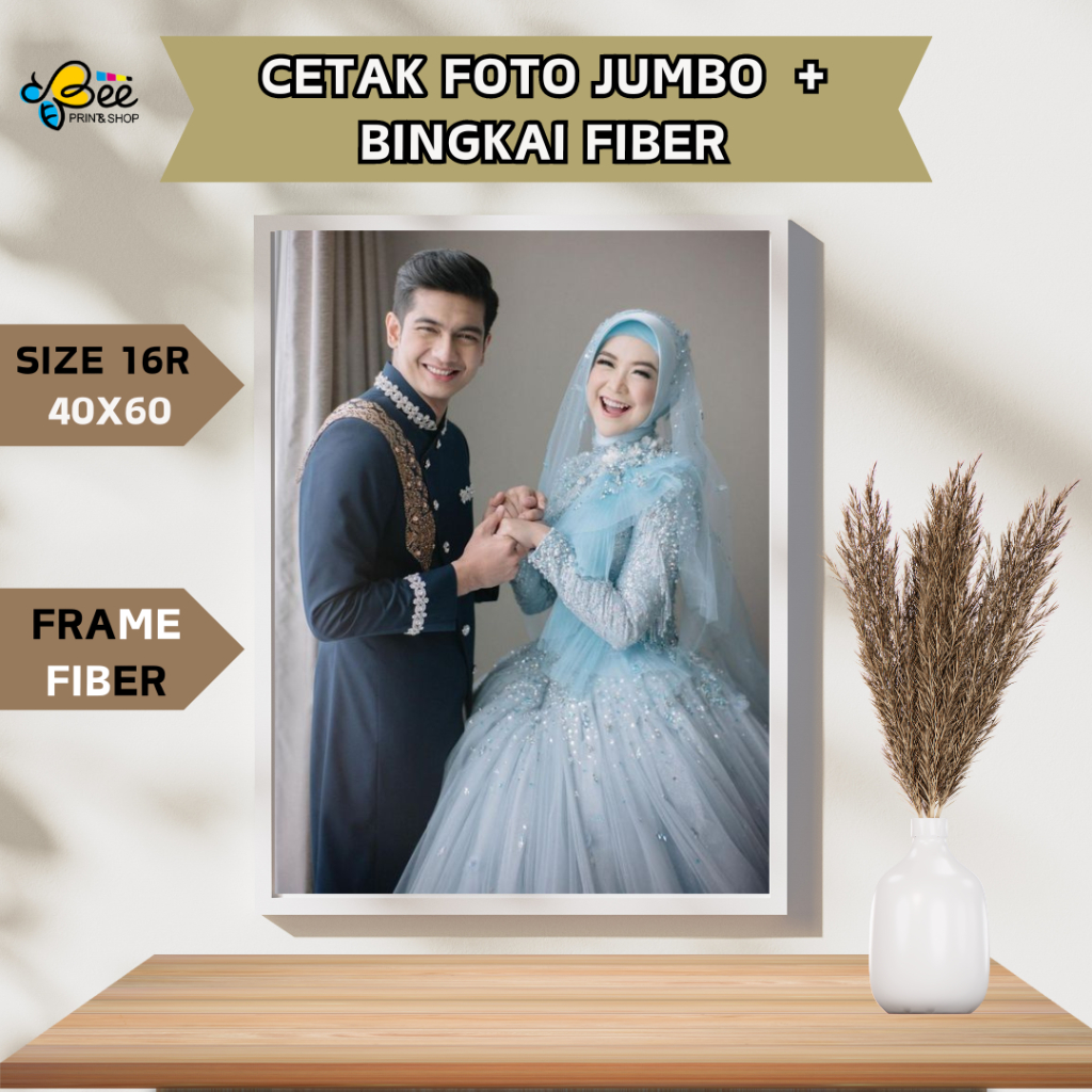 Jual CETAK FOTO CUSTOM 16R 40X60CM + BINGKAI FIBER / Cetak Foto Jumbo / Cetak Foto Wedding ...