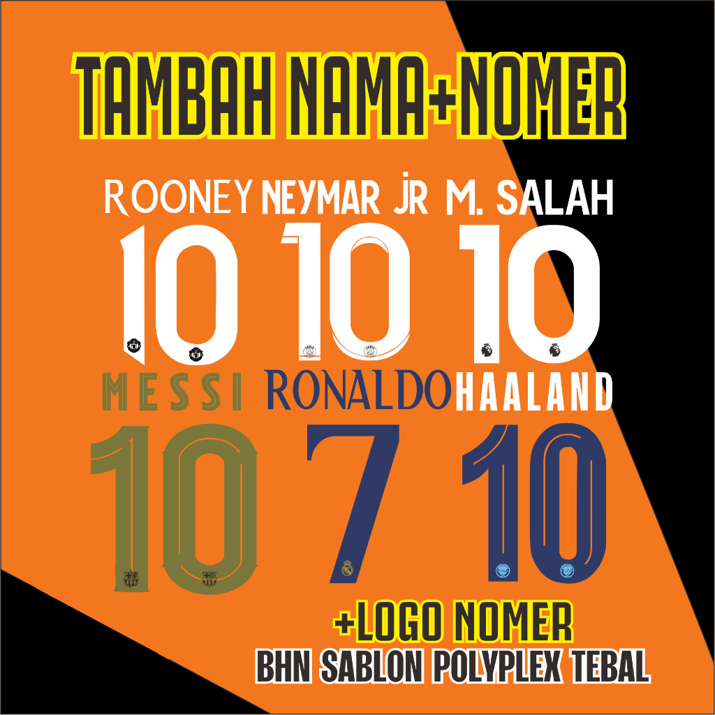 Jual CUSTOM NAMESET / NAMA NOMER BAHAN POLYPLEX TEBAL + LOGO NOMER ...