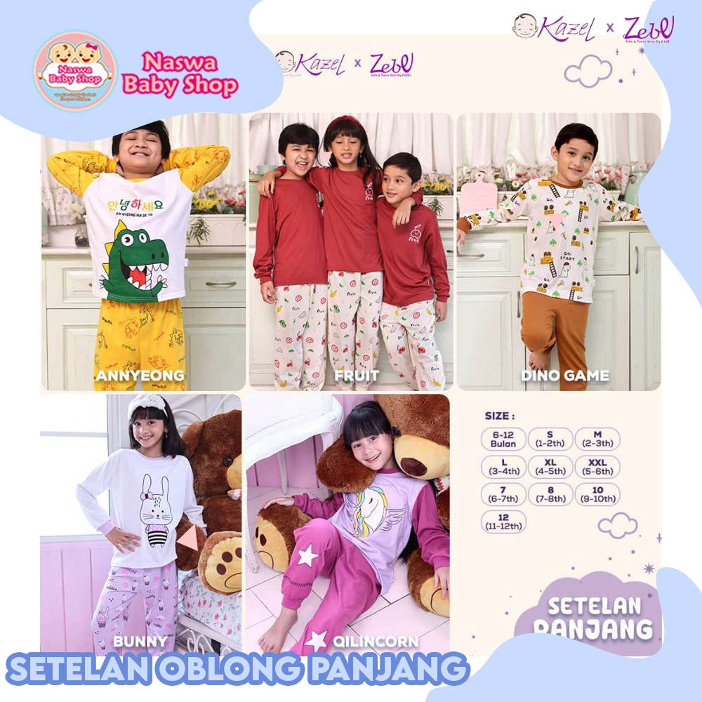 Jual Kazel x Zebe Setelan Oblong Panjang Anak Cowok & Cewek | Shopee Indonesia