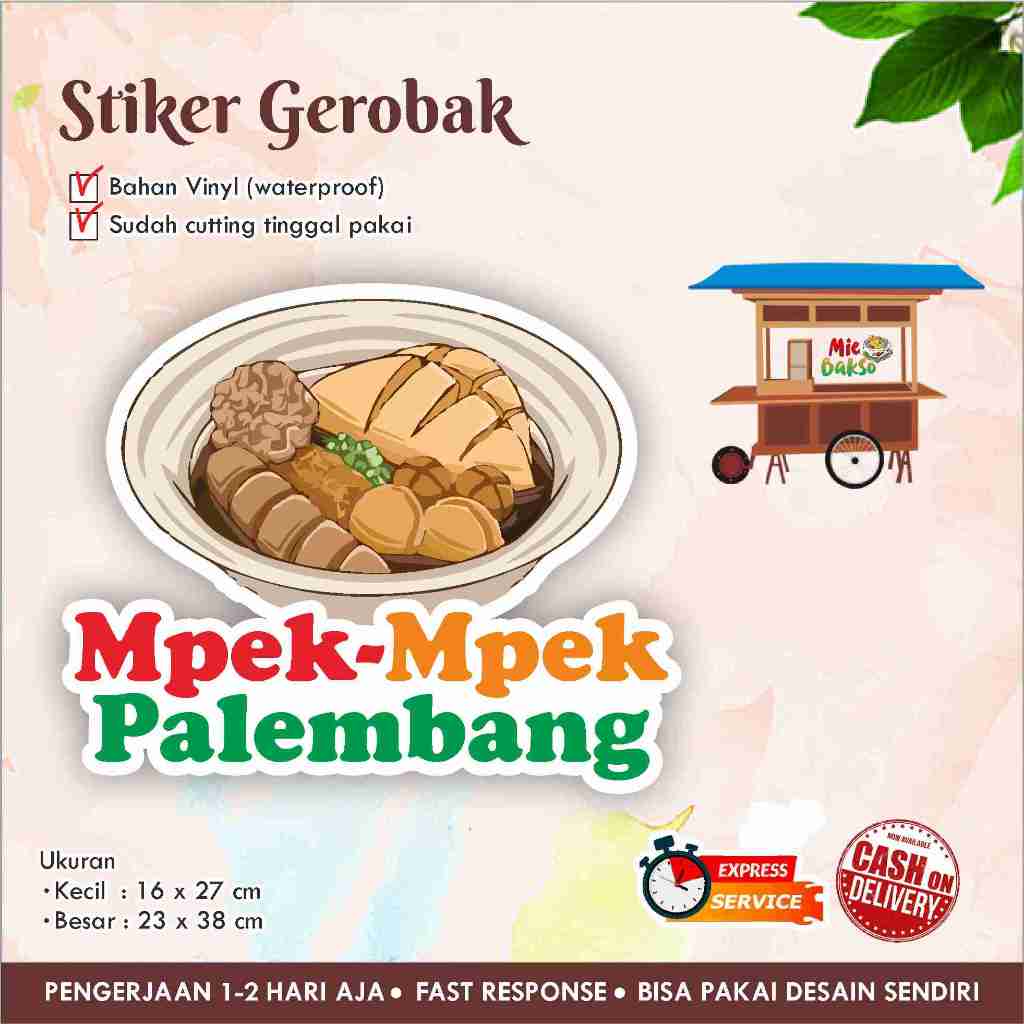 Jual STIKER KACA GEROBAK VINYL MPEK MPEK PALEMBANG / LABEL MAKANAN ...