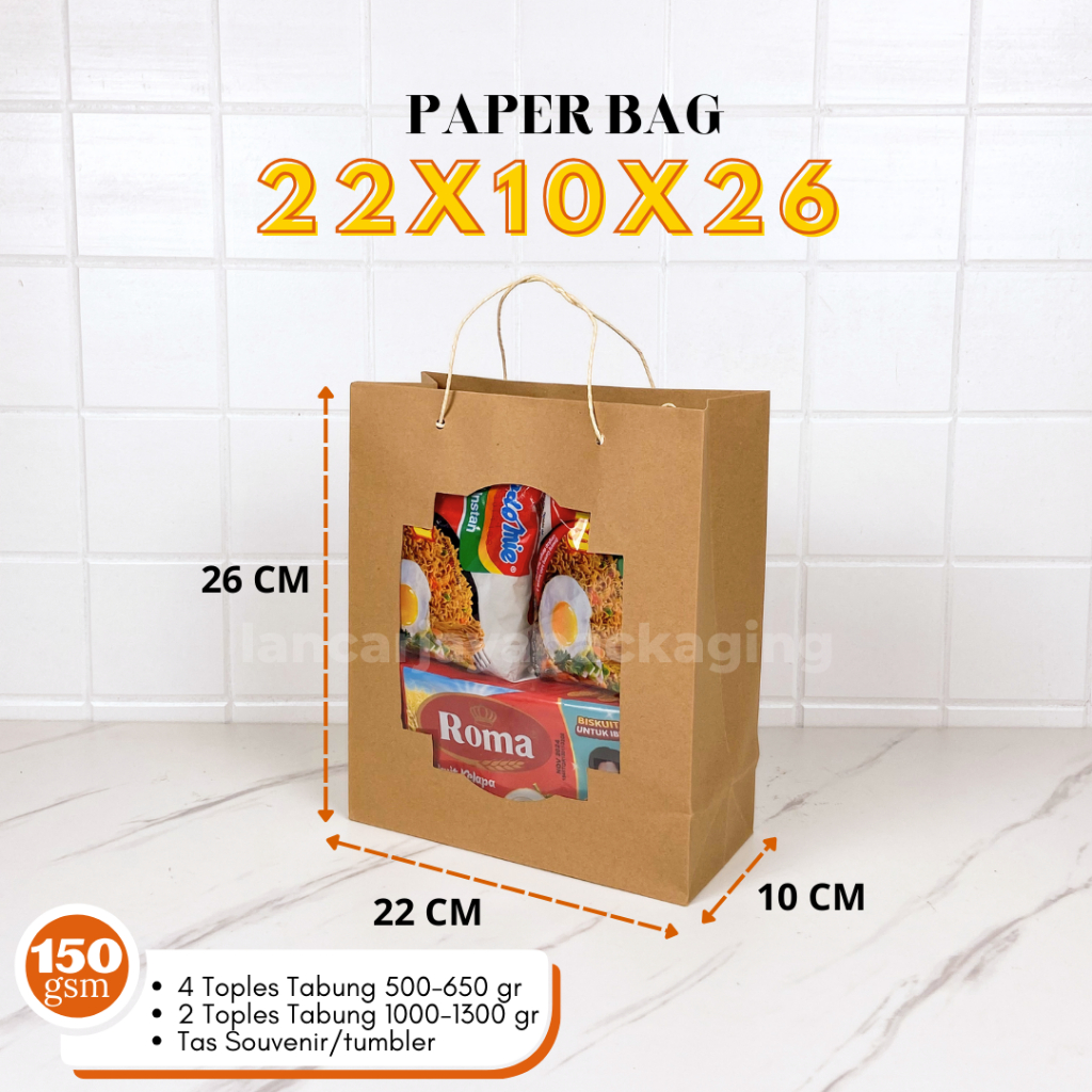 Jual Paper Bag Mika Tas Kado Kertas Kraft Coklat Kantong Jinjing ...