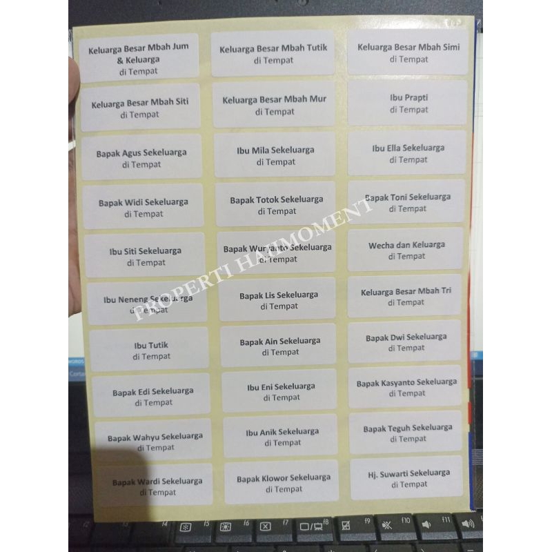 Jual CETAK LABEL NAMA UNDANGAN 107 MURAH / LABEL MAKANAN/LABEL MERK ...