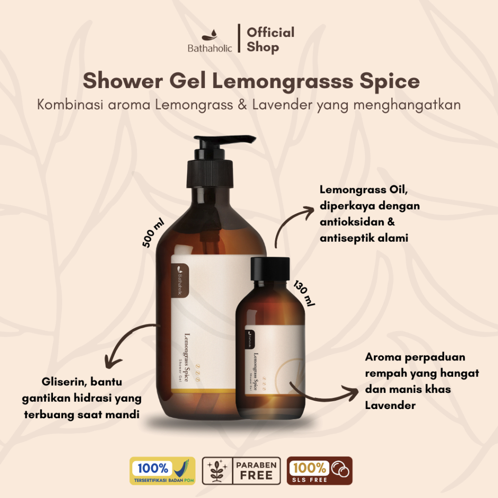 Jual Bathaholic - Shower Gel Lemongrass 500ml | Shopee Indonesia