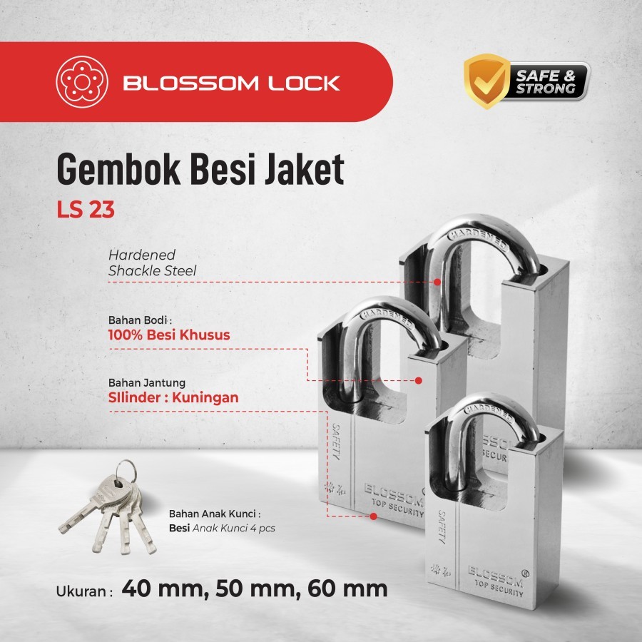 Jual GEMBOK BESI BAJA JACKET LS23 BLOSSOM / UNTUK PINTU PAGAR / KANTOR ...