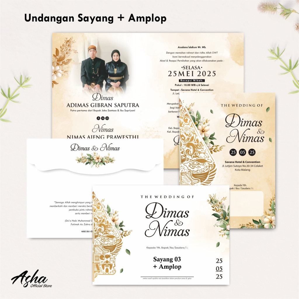 Jual SAMPLE UNDANGAN NIKAH ASHA - SAMPLE CETAK UNDANGAN PERNIKAHAN ...