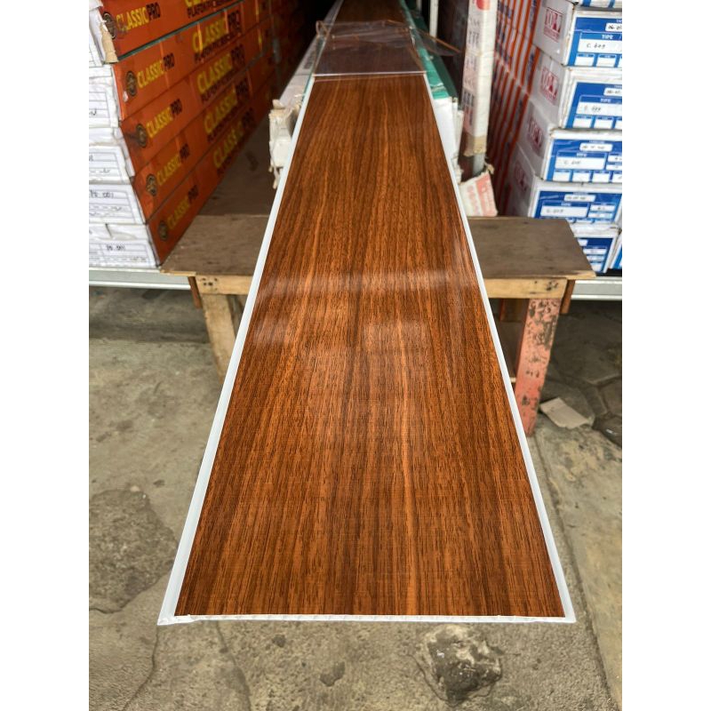 Jual Plafon PVC serat kayu coklat tua glossy PG 014 | Shopee Indonesia