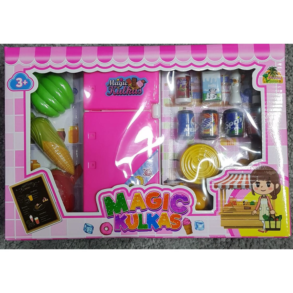 Jual MAINAN ANAK PEREMPUAN MINIATUR KULKAS DAPUR PINK MURAH 15 PCS SET ...