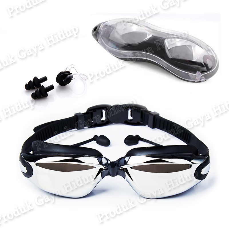 Jual Kacamata renang Kacamata renang anti-kabut anti-UV dengan penutup telinga penutup telinga ...
