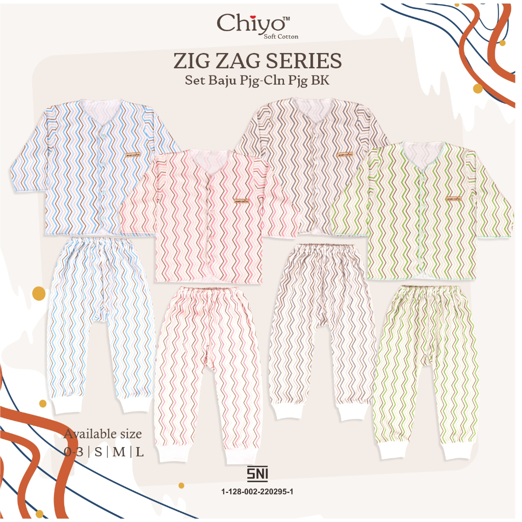 Jual Set Baju Panjang Neci + Celana Panjang Zig Zag Series Size 0-3 S M L | Shopee Indonesia