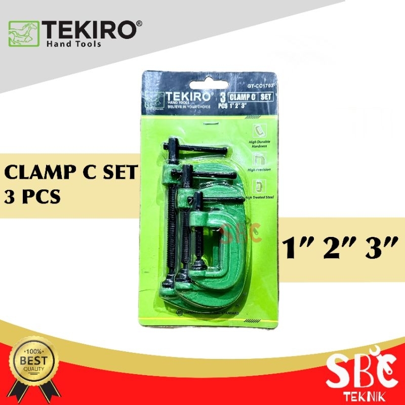 Jual TEKIRO Clamp C Set 3 Pcs 1" 2" 3" Inch Klem Catok Penjepit Besi ...