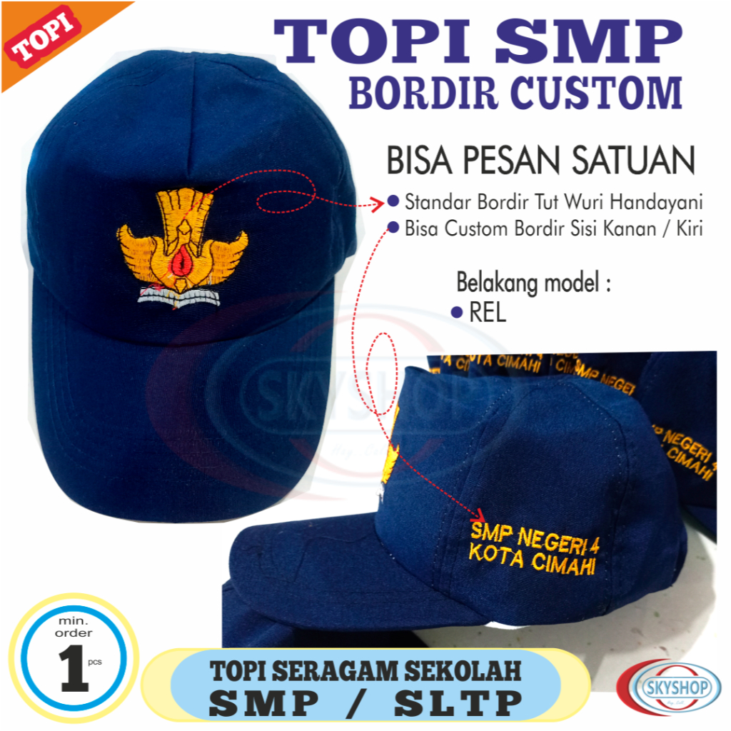 Jual Topi SMP Biru Seragam Sekolah Menengah Pertama SMP MTS Kualitas ...